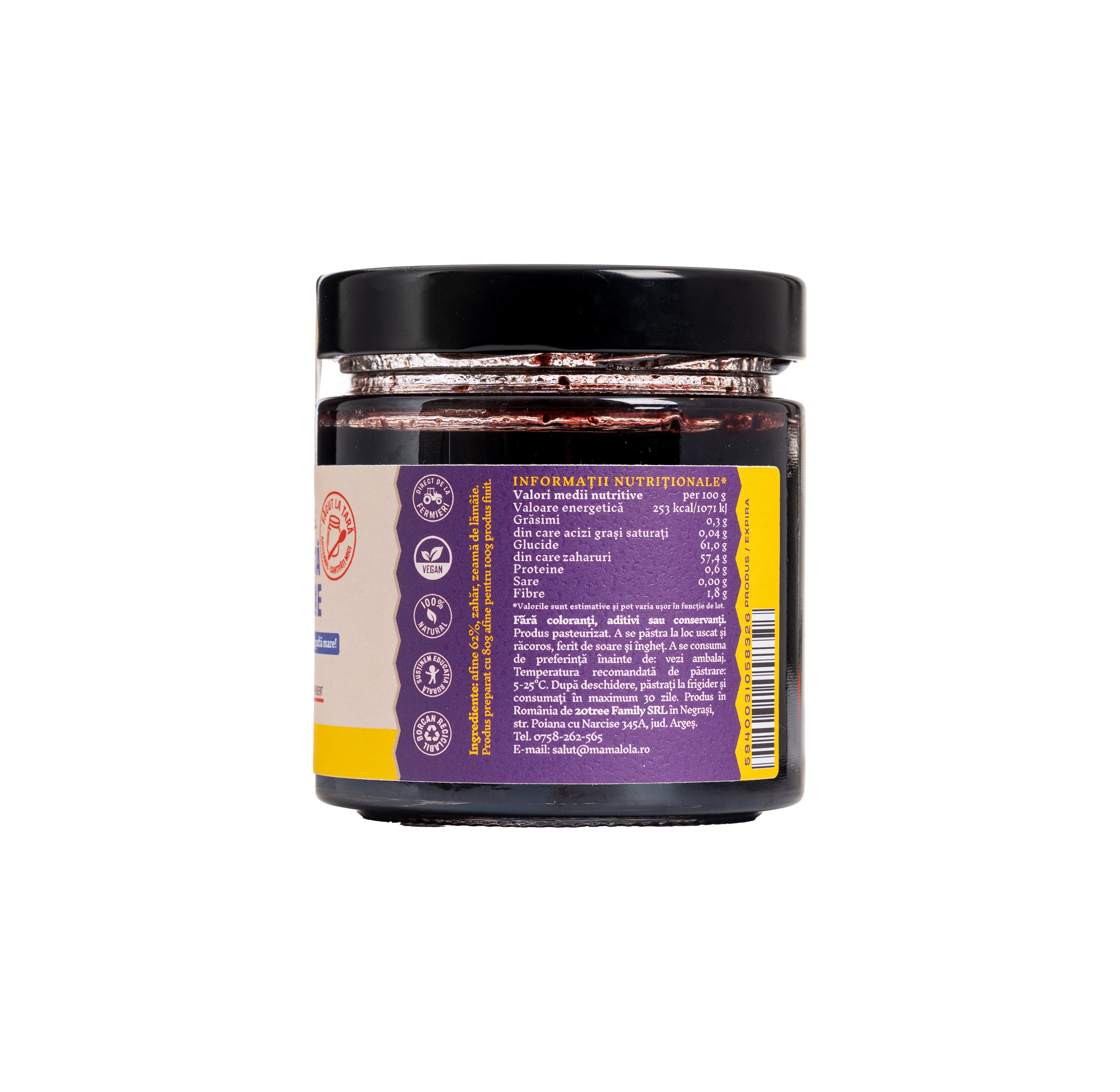 Dulceață de Afine - Mama Lola (380g) - Gătită lent la tuci de fontă